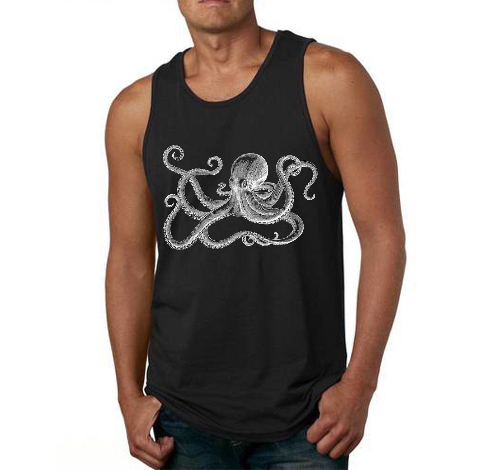 Octopus Japanese Calligraphy Tank Top, Womens OCTOPUS Shirt TANK Top ...
