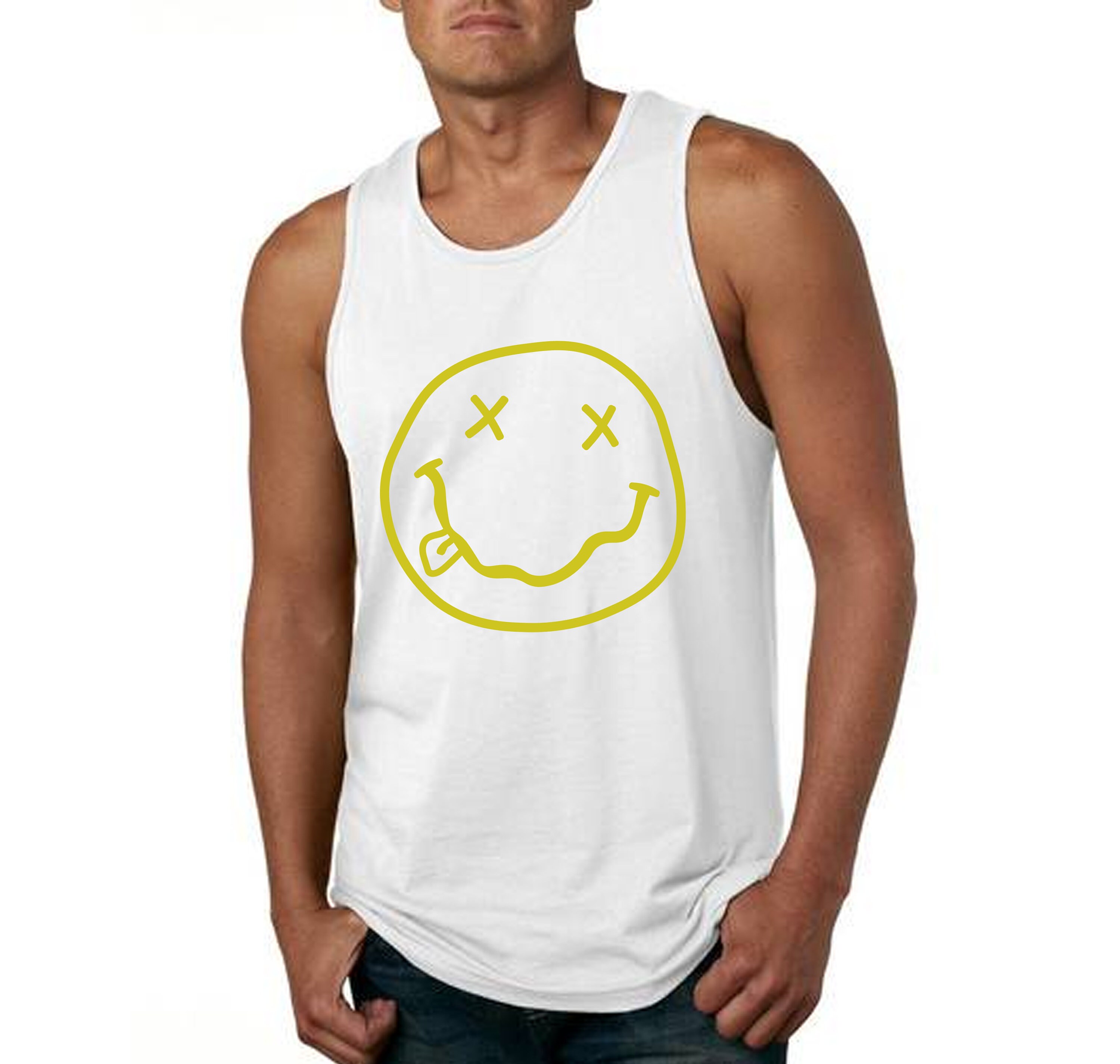 Tank Top Smiley Face Nevermind Smiley Face Rock Band Tee - Etsy