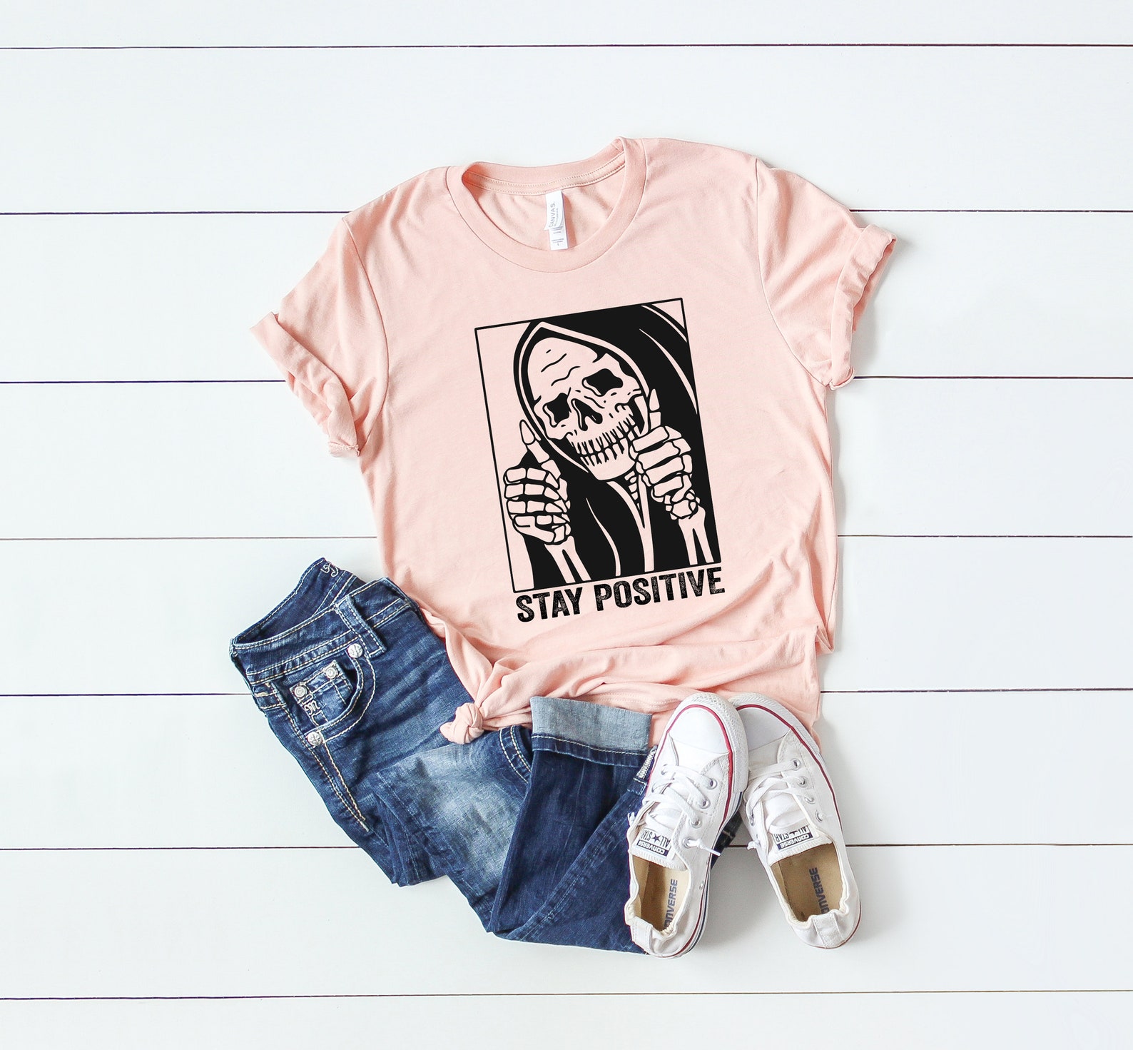 Skull Stay Positive Stay Positive Skeleton Shirt Skeleton - Etsy