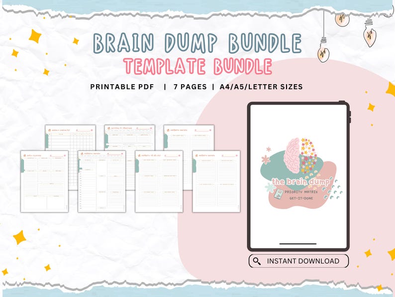 Brain Dump Template Bundle for Task Prioritization and Productivity ...