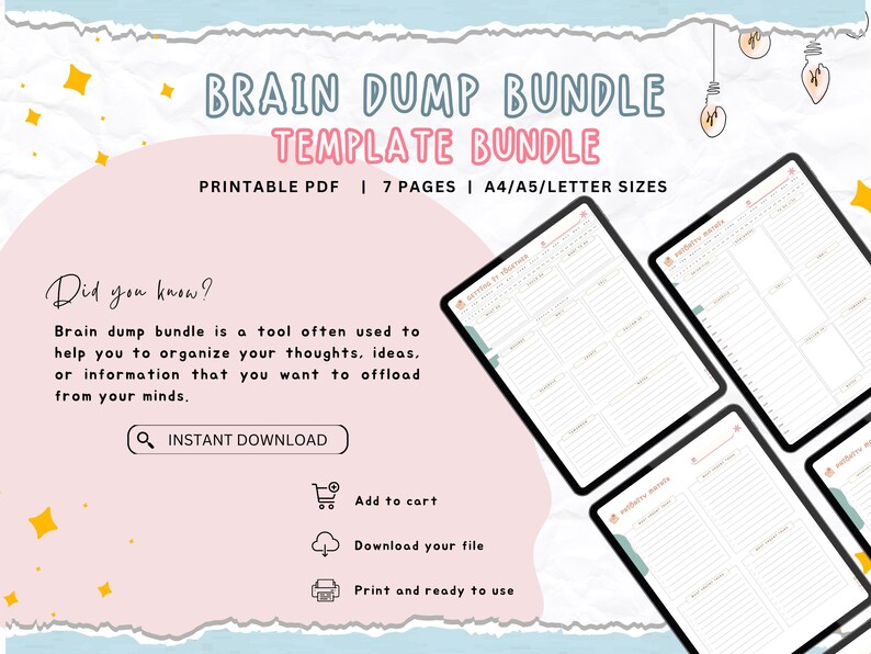 Brain Dump Template Bundle for Task Prioritization and Productivity ...