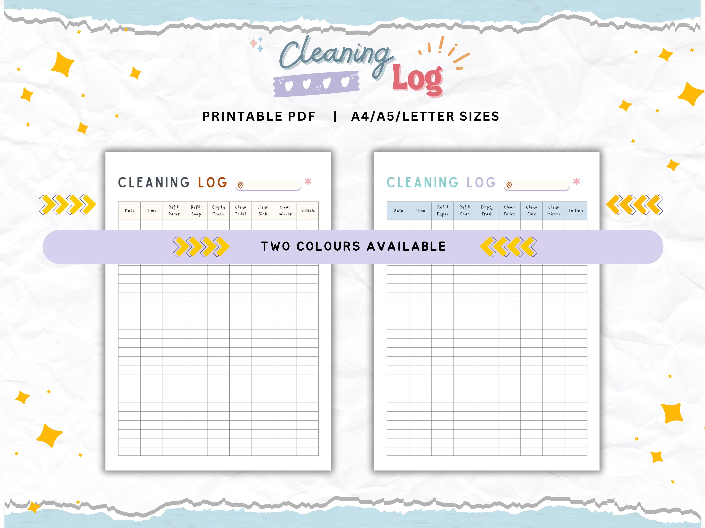 Restroom Cleaning Log: Weekly Checklist for Business (PDF) - Etsy