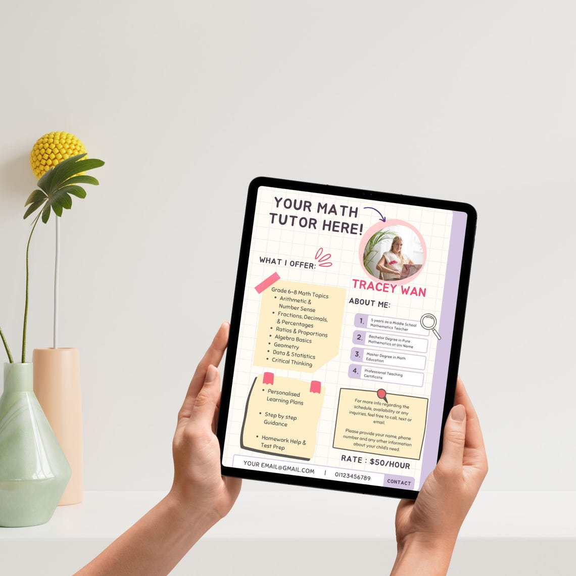 Editable Tutoring Flyer | Summer Tutor Flyer | Instant Download ...