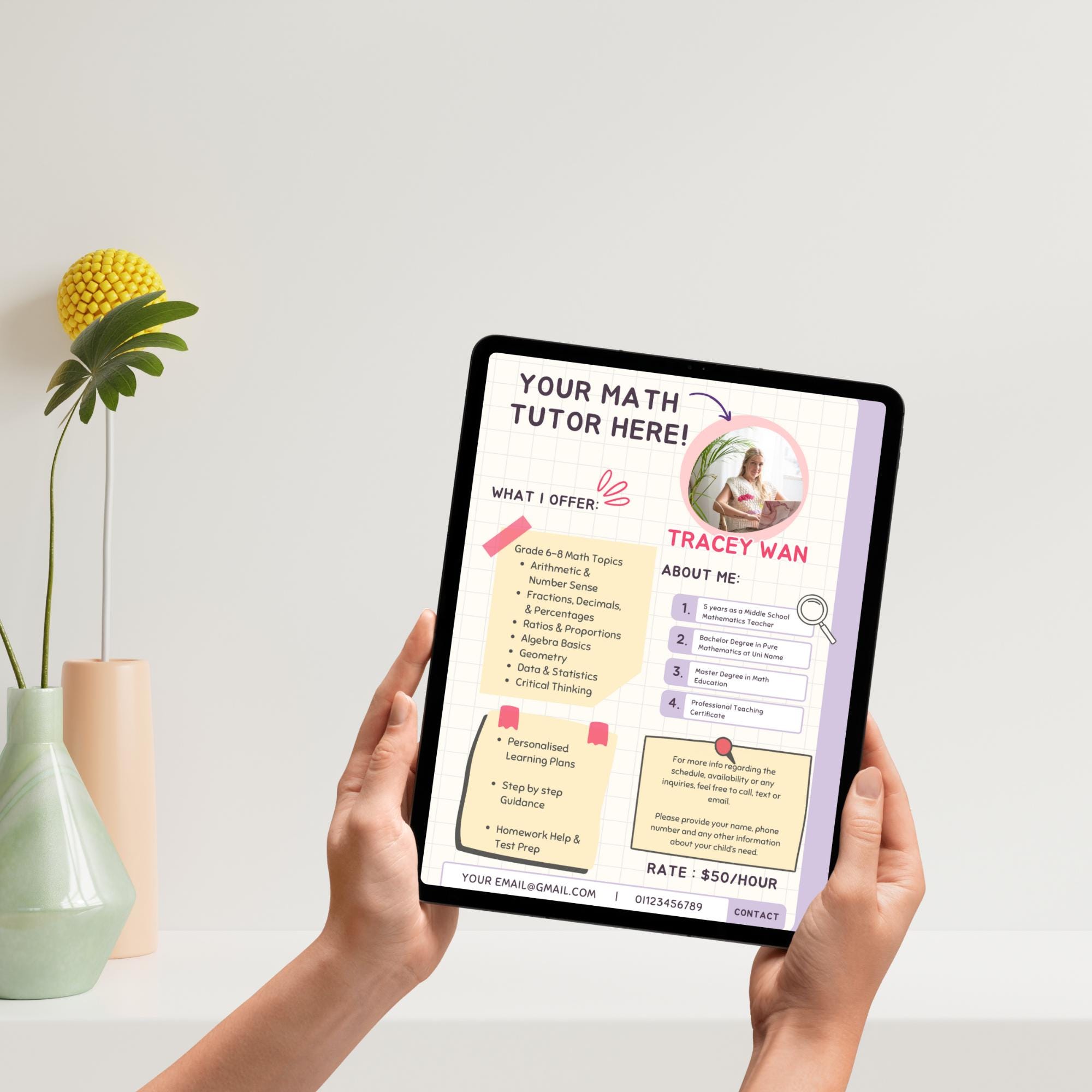 Editable Tutoring Flyer | Summer Tutor Flyer | Instant Download ...