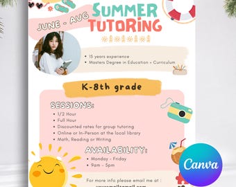 Editable Summer and After School Tutoring Flyer Template for Teachers ...