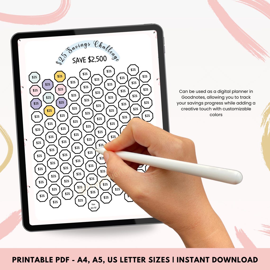 2500 Savings Challenge Printable, Savings Tracker, Savings Challenge ...