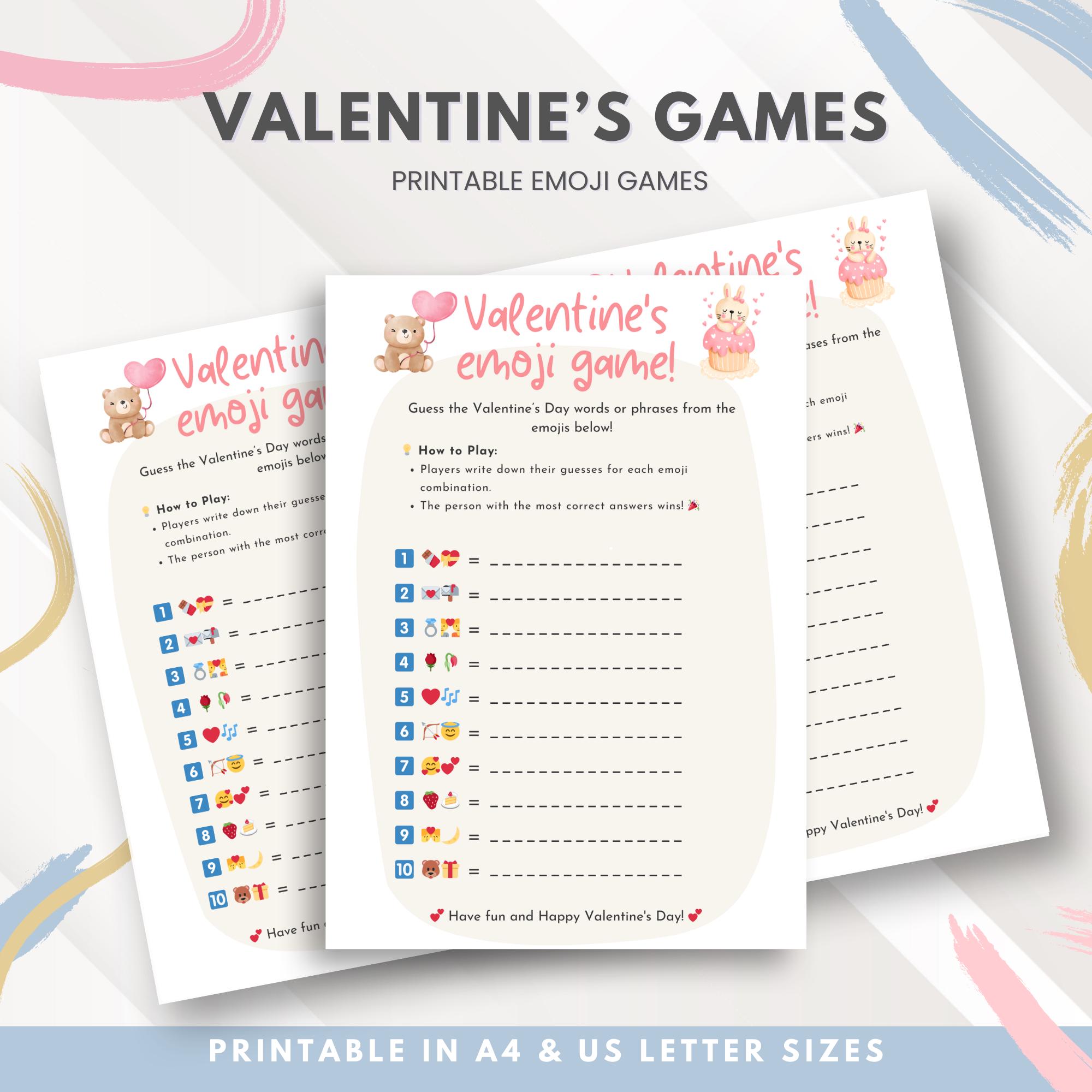 Valentine’s Emoji Guessing Game , Fun Valentine's Day Party Printable ...