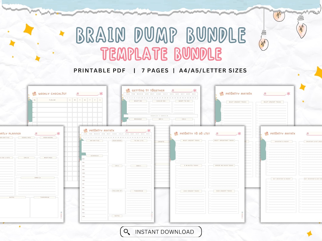 Brain Dump Goodnotes & Planner Brain Dump Bundle | Printable ...