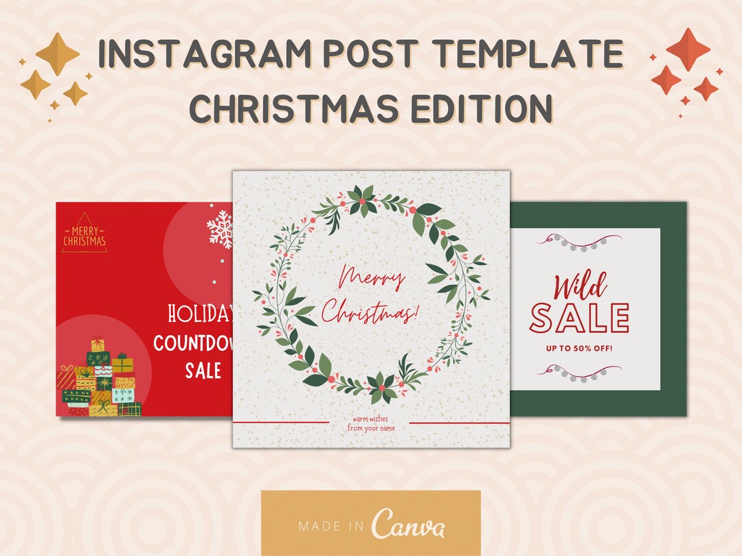Editable Instagram Templates Canva Christmas Pack Holiday Instagram ...