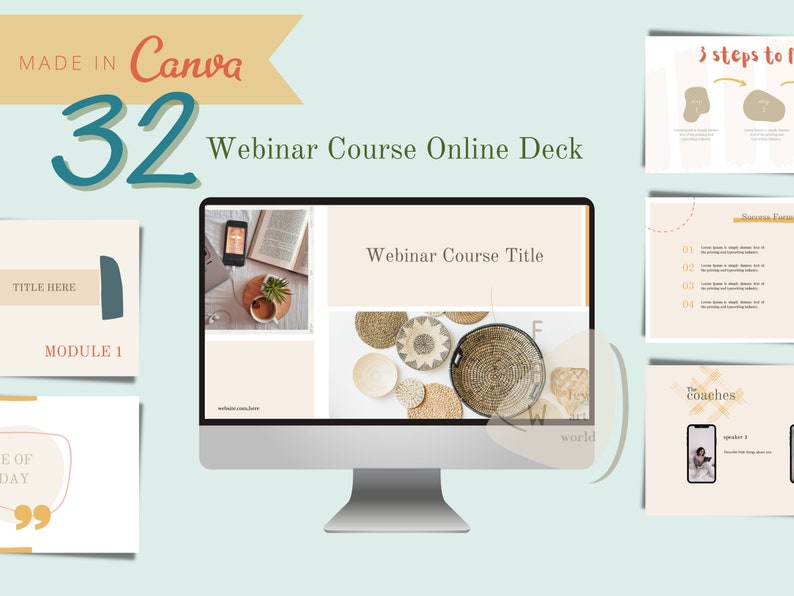 32 Masterclass Webinar Slide Template for Coaches, Canva Template ...