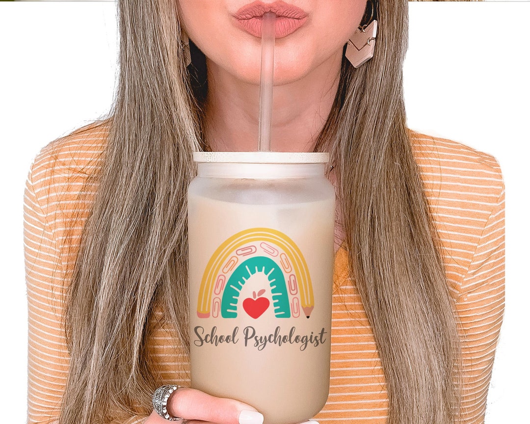 Custom School Psychologist 16oz Frosted Glass Personalized Student ...