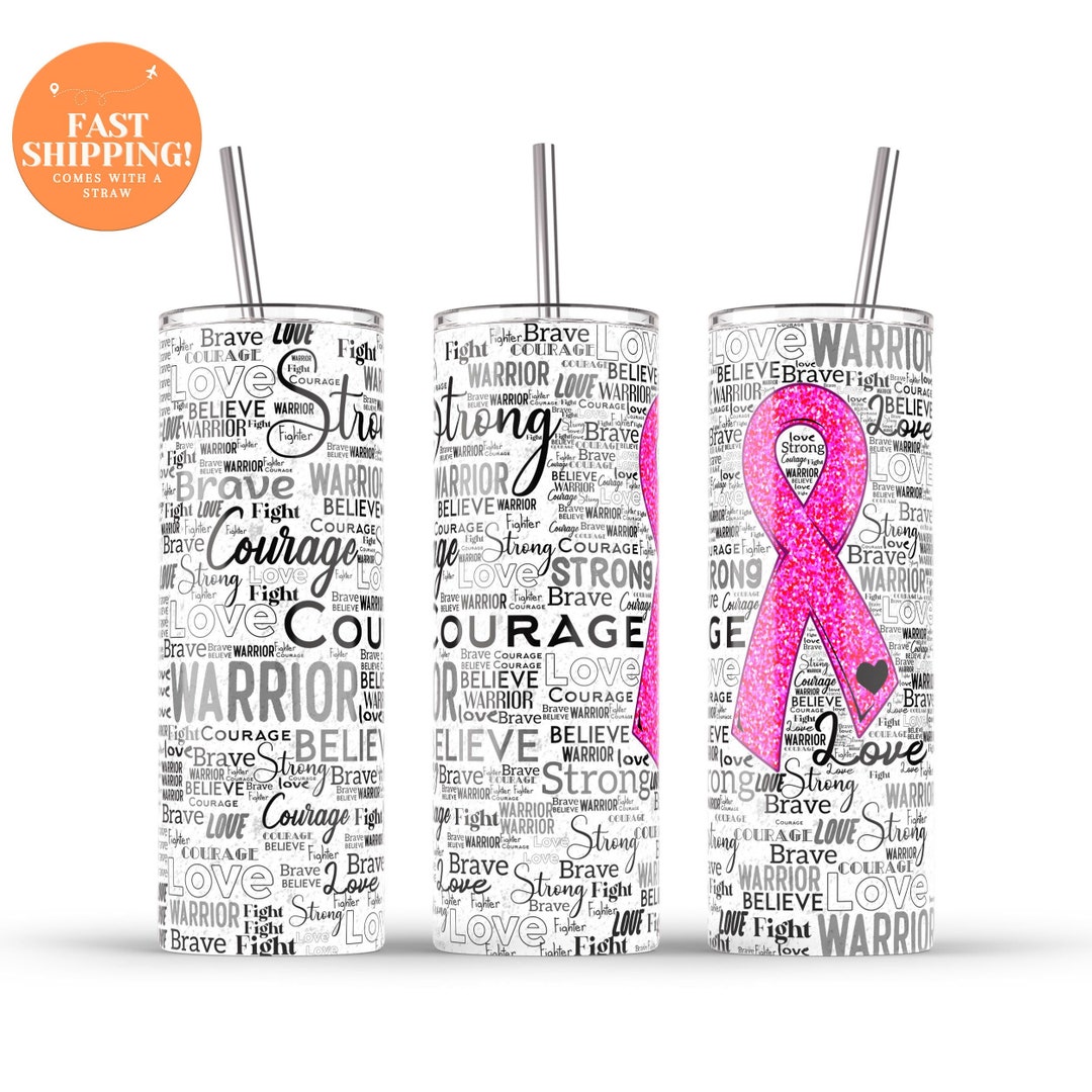 Pink Ribbon Tumbler for Breast Cancer Warrior, Breast Cancer Tumbler ...