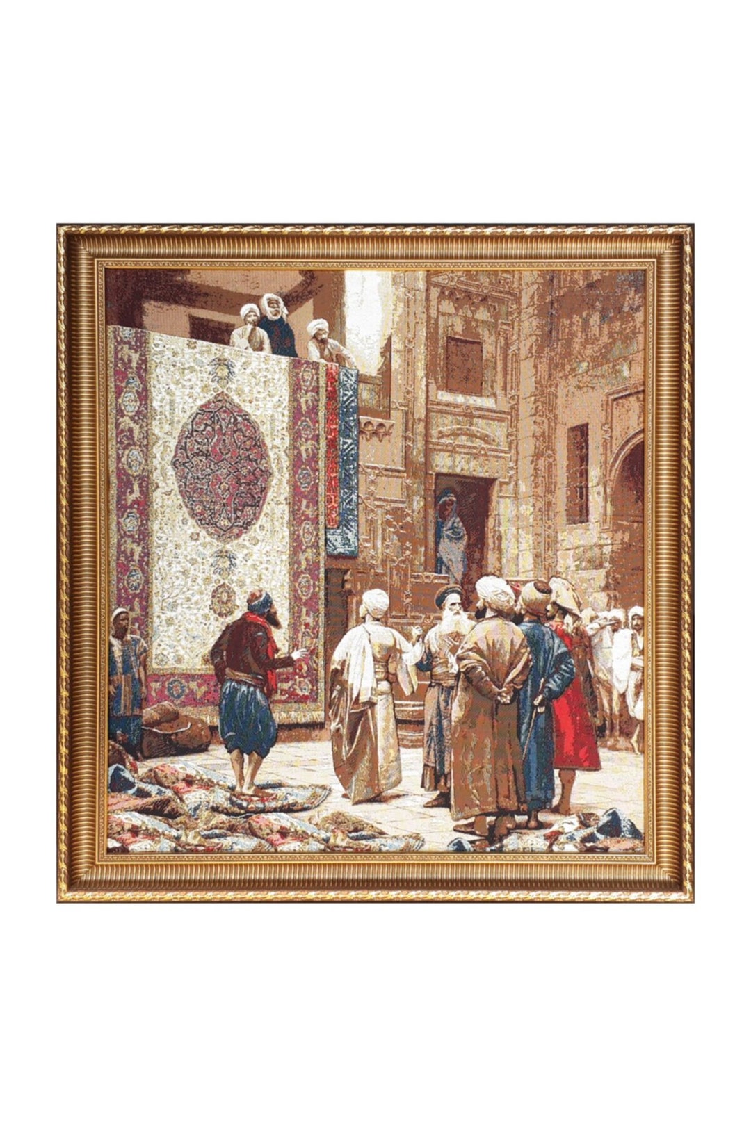 Jean-leon Gerome Painting the Carpet Merchant Woven Tapestry 28″ X 28 ...