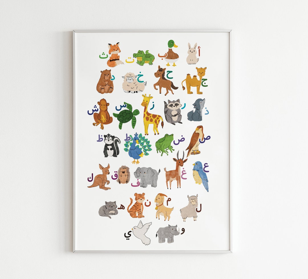Arabic Alphabet Poster, Arabic Wall Art, Digital Download, Kids Room ...