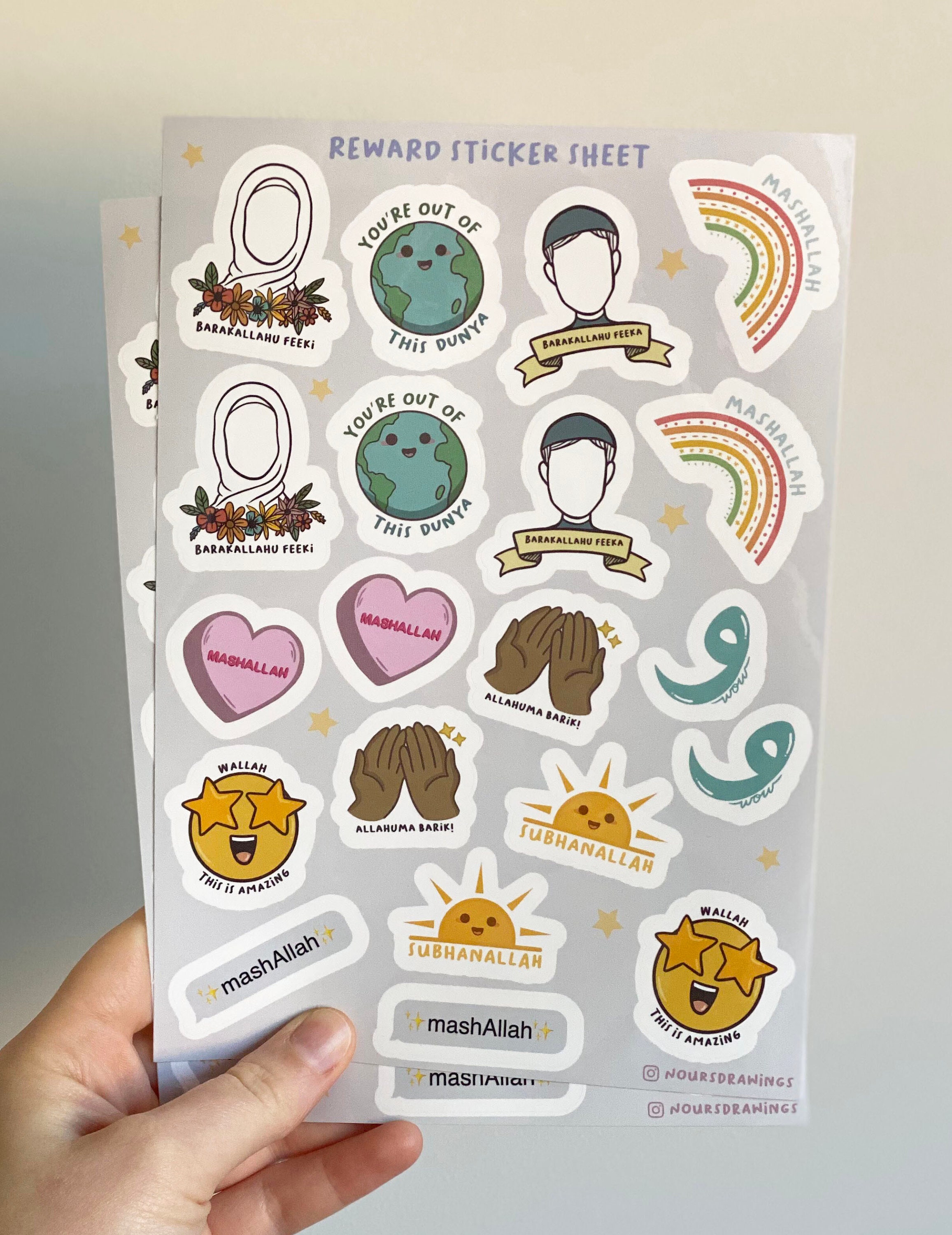 Islamic Merit Award Reward Teacher Stickers Unique Hand Drawn A5 Girl ...