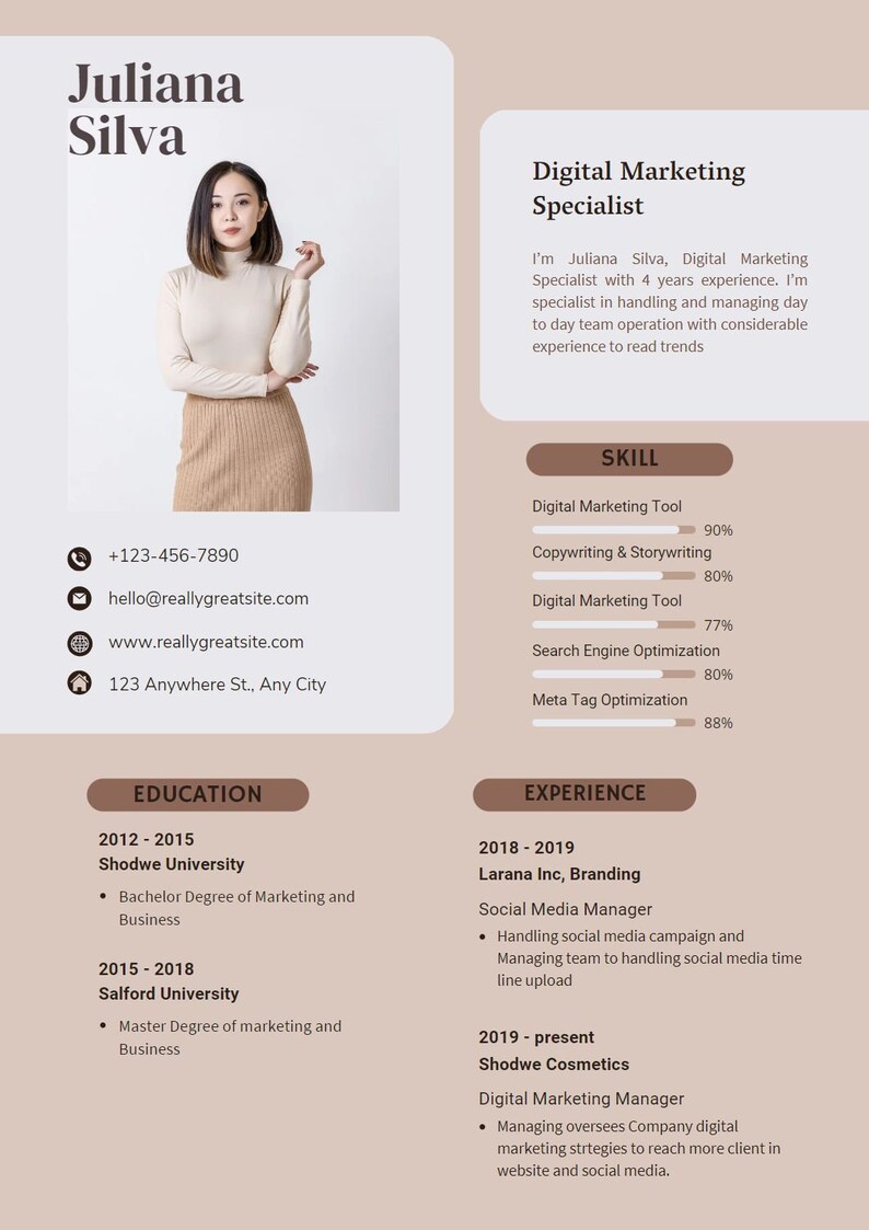 Professional Resume Template Canva Pink and Fully Editable in Canva ...