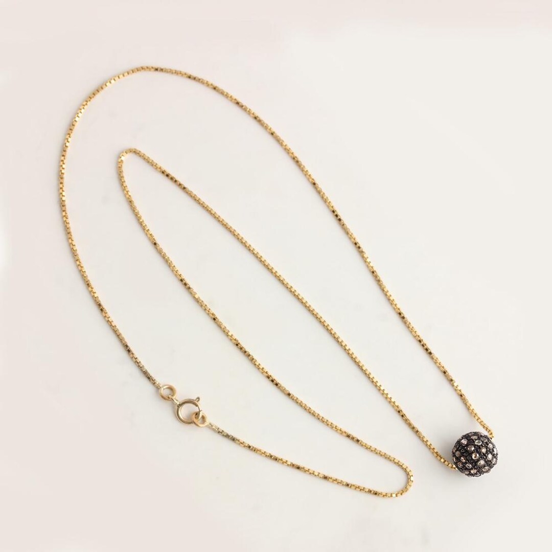 Pave Diamond Ball Necklace, Sterling Silver Charm (6mm) - Etsy