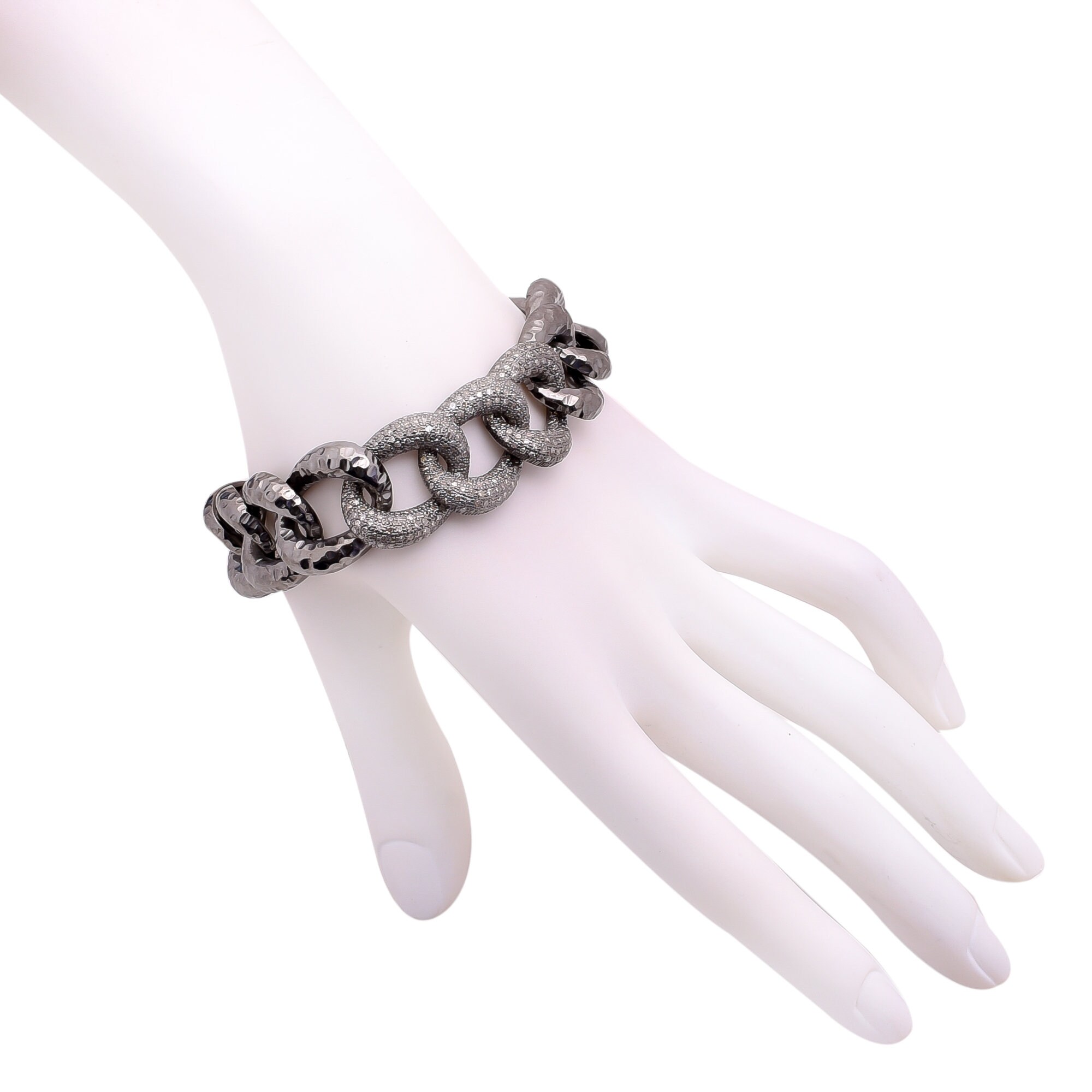 Pave Diamond Link Bracelet, Diamond Bracelet Chain, Chain Link Bracelet ...