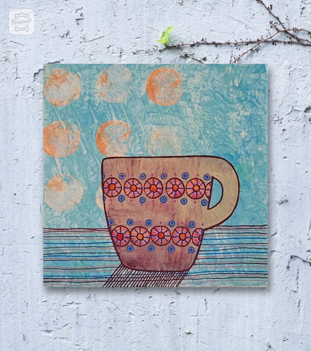 Blue Coffee Acrylic on Canvas Mural Wall Art Colorful - Etsy