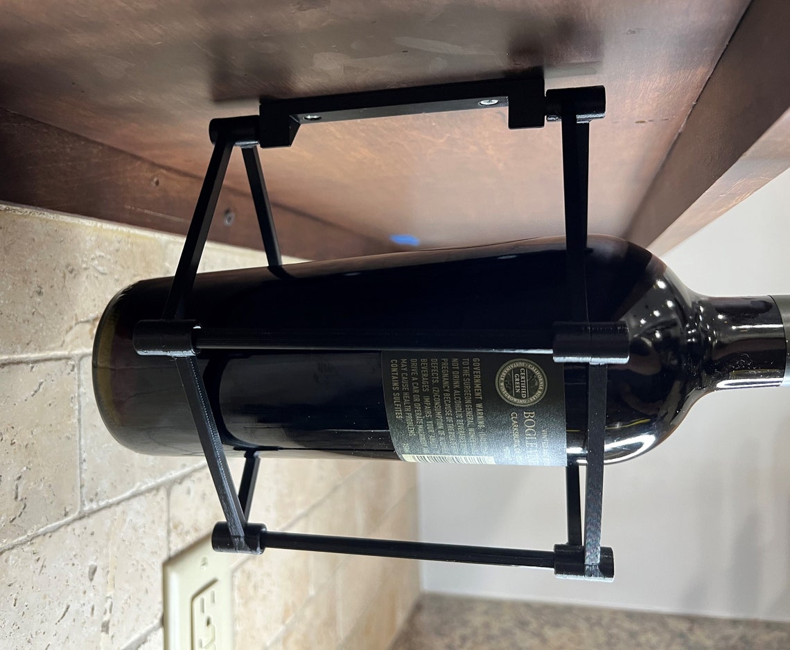 Hidden Under Cabinet Wine Bottle Rack Folds up When Not in - Etsy
