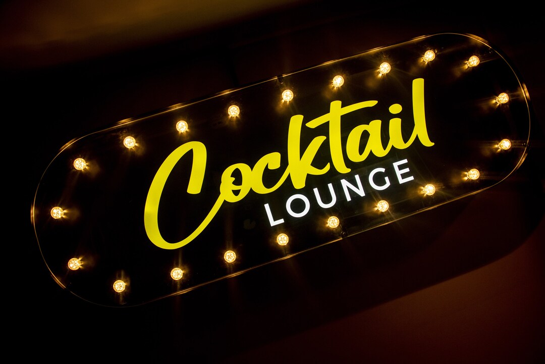 Cocktail & Bar Signage With Fairground Cabachon Lighting Led's! Fully ...