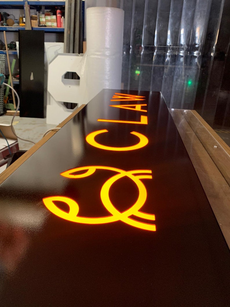 Push Through Acrylic Aluminium Logo Sign Bespoke Sign Tray With Led's ...