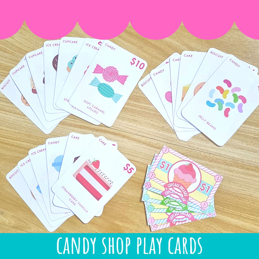 Candy Shop Pretend Money Cards Printable Flash Cards Game - Etsy