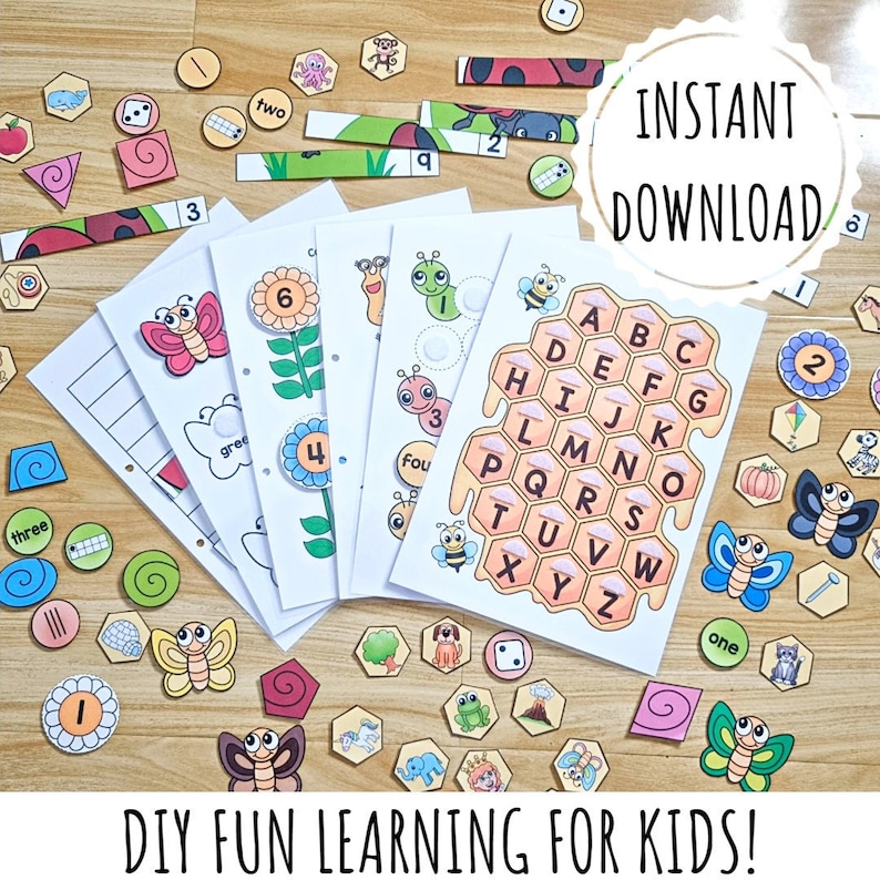 Shapes Numbers ABC Colors Matching Activity Silent Book Printable Sheet ...