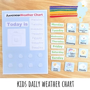Daily Weather Chart Childrens DIY Activity Printable Sheet Homeschool ...