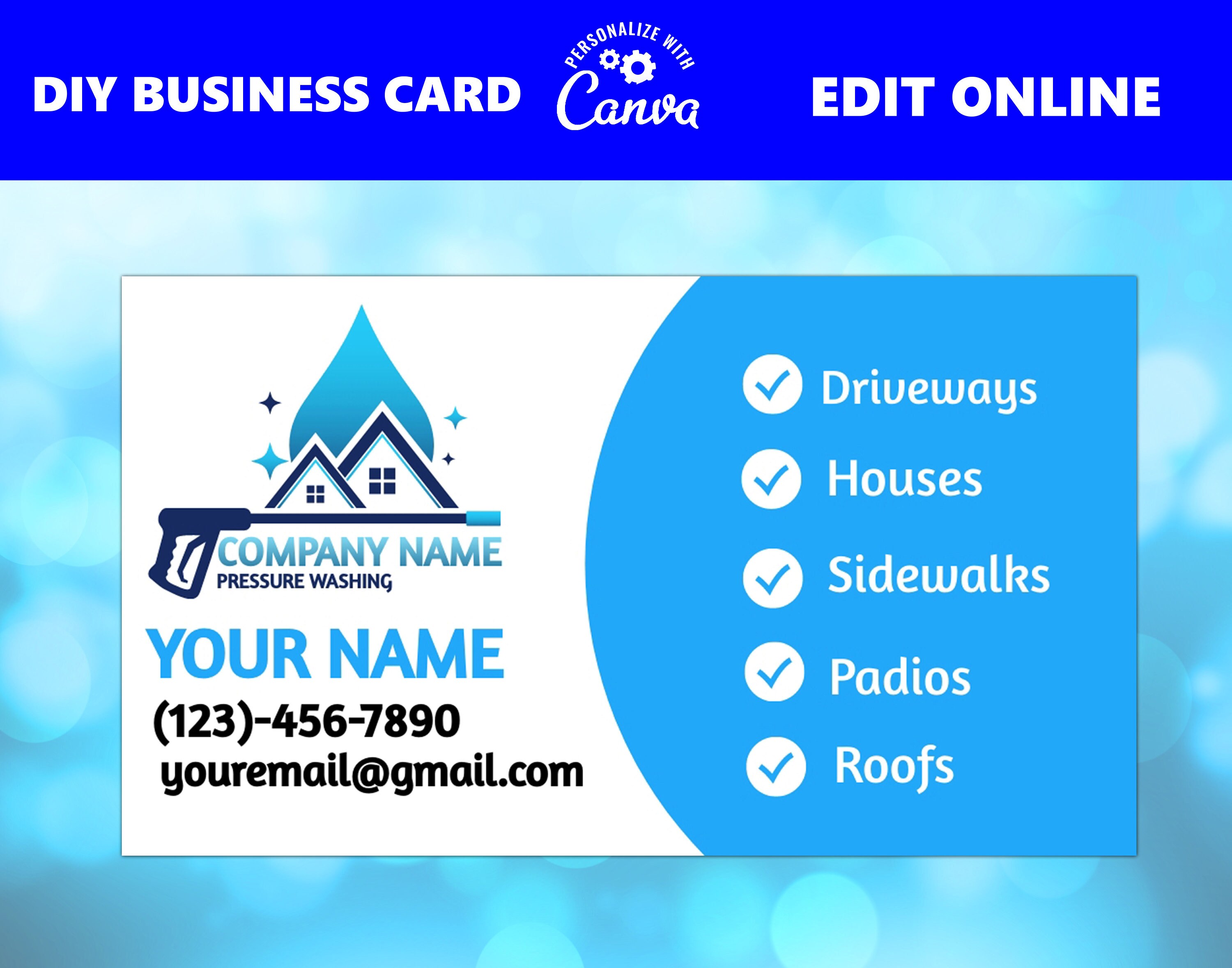Pressure Washing Business Card Power Washing Logo Pressure Etsy
