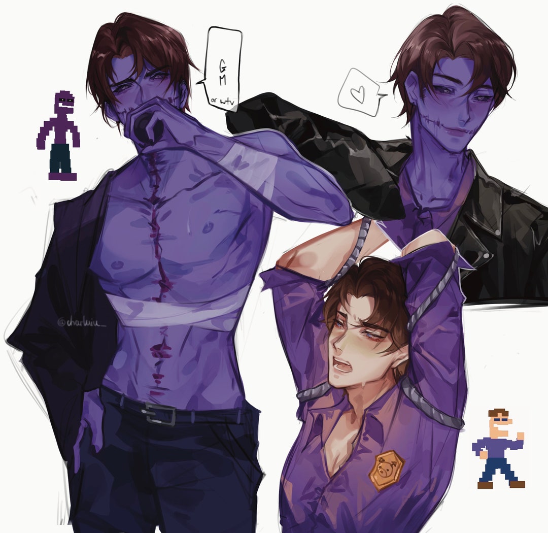 Purple Michael Afton Fnaf Art Print Etsy Australia