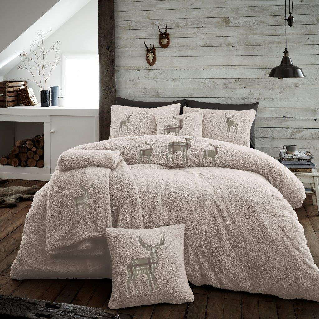 Luxury Teddy Bear Fleece Duvet Cover STAG EMB Bed Set With - Etsy UK
