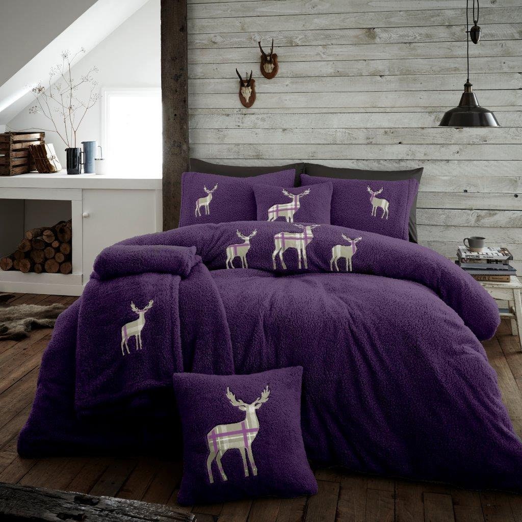 Luxury Teddy Bear Fleece Duvet Cover STAG EMB Bed Set With - Etsy UK