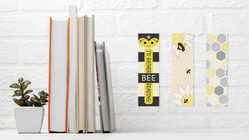 Bee Bookmarks, (3x 2"x7") Digital Print, PNG Files - Etsy