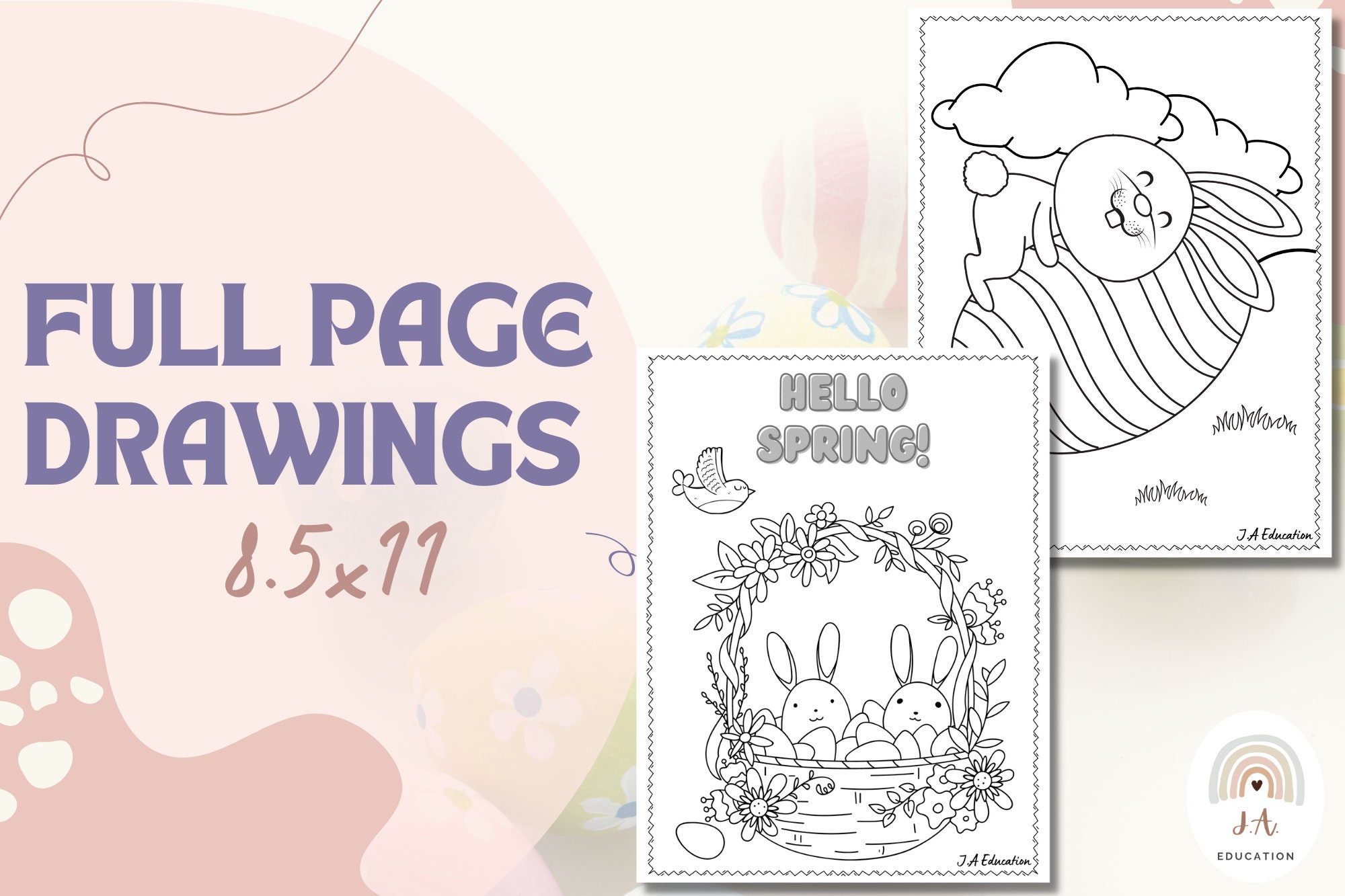 Easter Coloring Pages, Spring Coloring Book PDF, Basket Stuffers, Boys ...