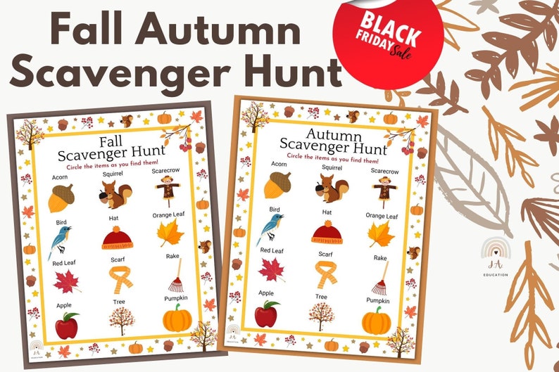 Fall Autumn Scavenger Hunt Printable Outdoor Toddler Kids | Etsy