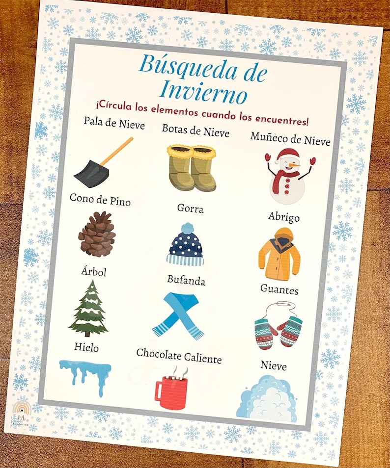 Spanish Printable Scavenger Hunts, Christmas, Winter, Fall, 2 3 4 5 ...