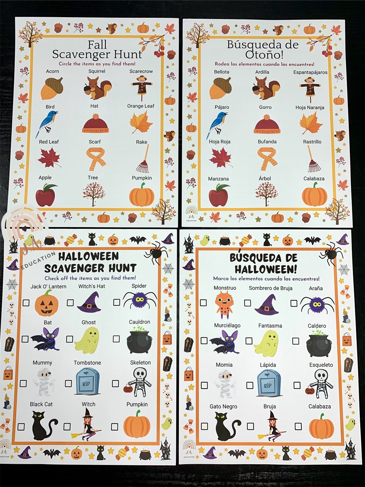Spanish Halloween Scavenger Hunt, Fall Scavenger Hunt, Toddler ...