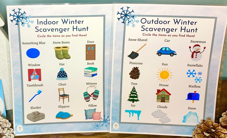 Winter Scavenger Hunt, Printable Kids Winter Card Game, Toddler Fun ...