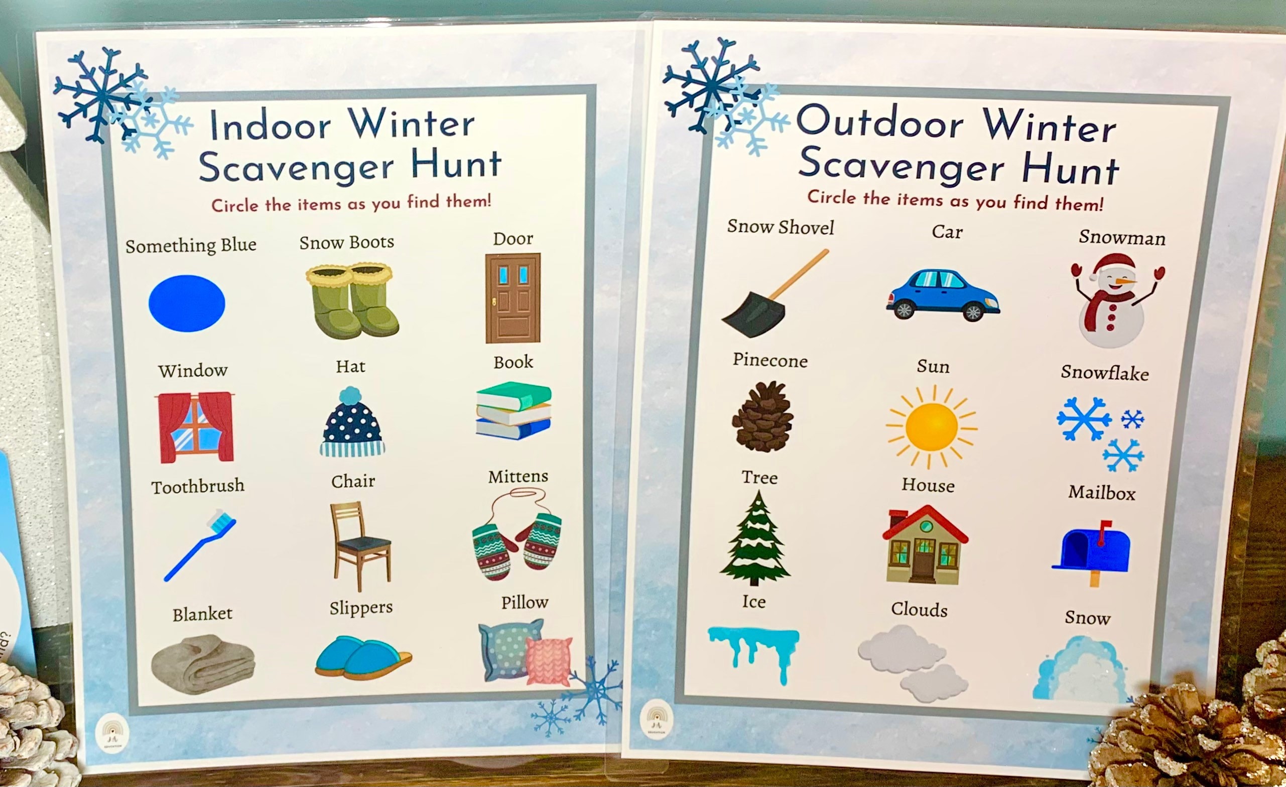 Winter Scavenger Hunt, Printable Kids Winter Card Game, Toddler Fun ...
