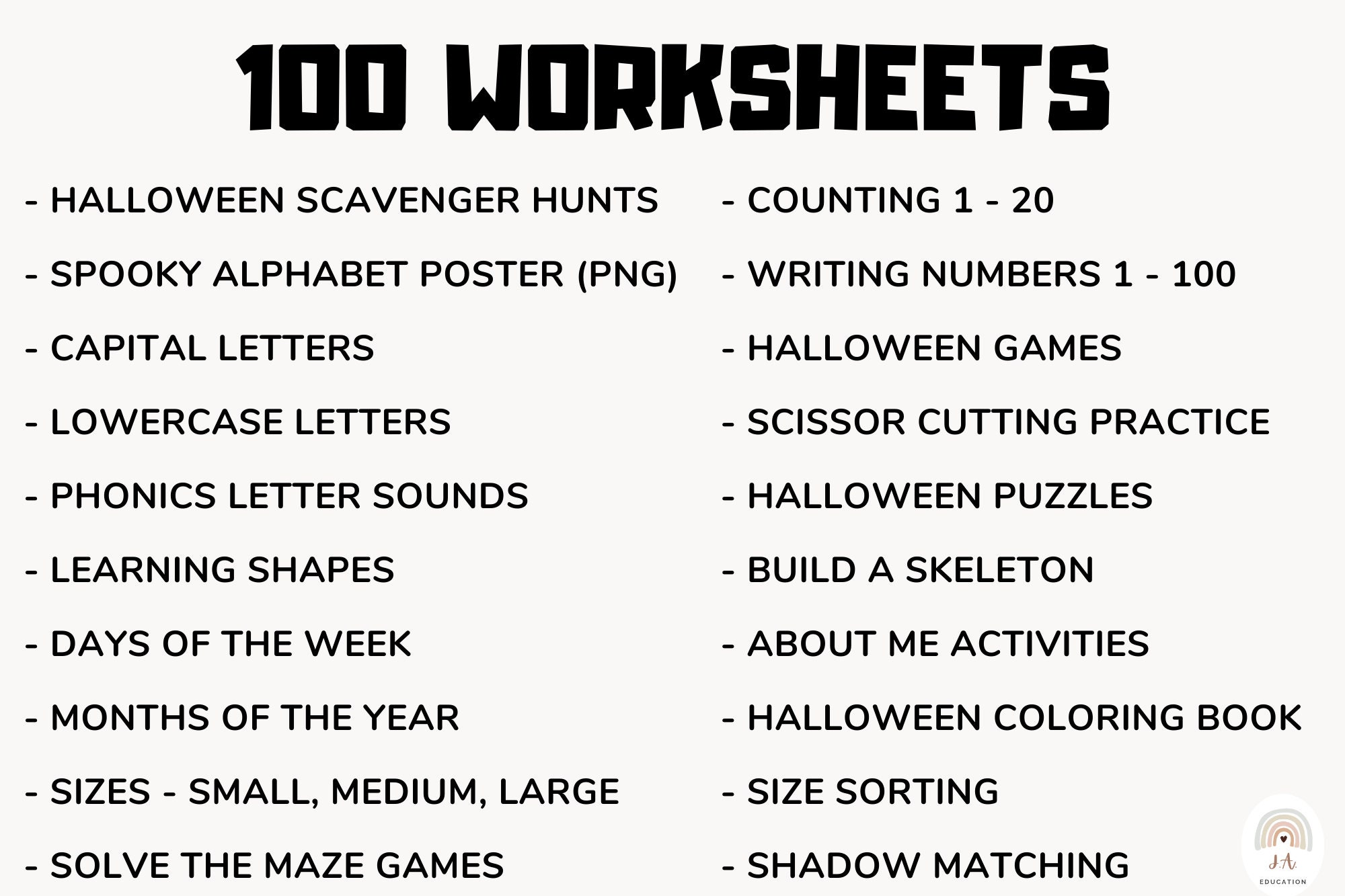 100 Halloween Worksheets, Fine Motor Scissor Skills, Printable Learning ...