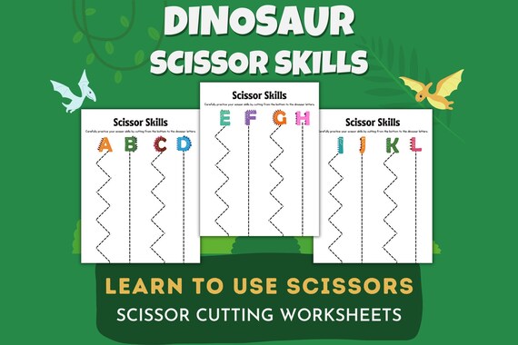 Dinosaur Scissor Skills Printable Activities Preschool and | Etsy