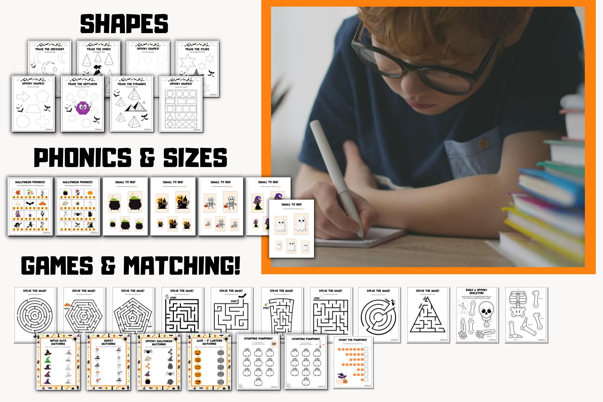100 Halloween Worksheets, Fine Motor Scissor Skills, Printable Learning ...