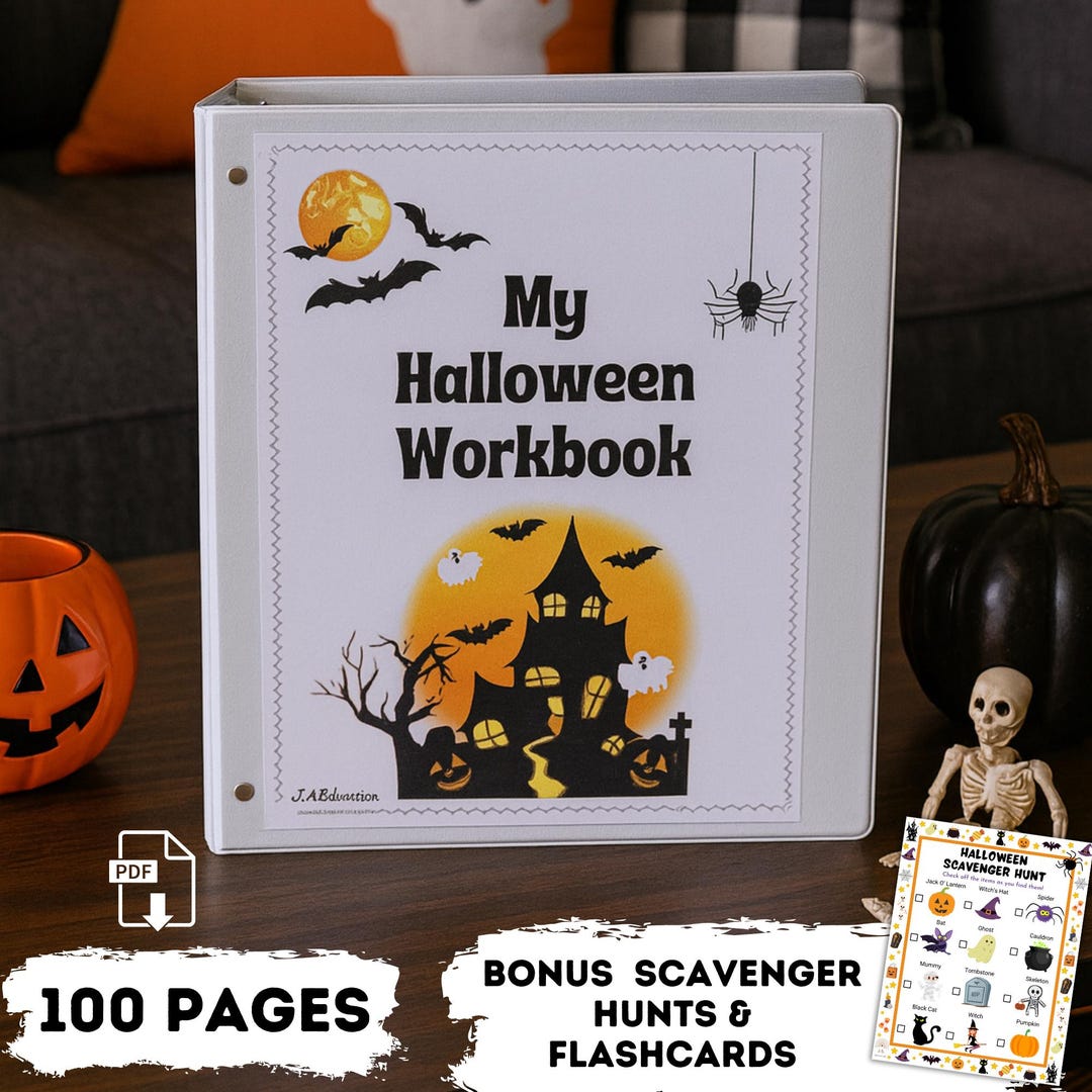 Halloween Busy Book, Printable Preschool Activities, Tracing, Cutting ...