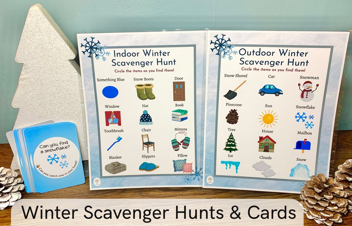 Winter Scavenger Hunt Printable Kids Winter Card Game - Etsy