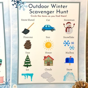 Winter Scavenger Hunt, Printable Kids Winter Card Game, Toddler Fun ...