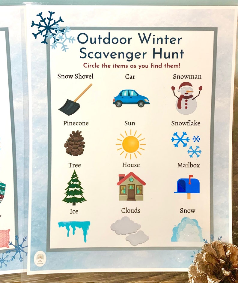 Winter Scavenger Hunt, Printable Kids Winter Card Game, Toddler Fun ...