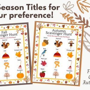 Fall Autumn Scavenger Hunt Printable Outdoor Toddler Kids | Etsy