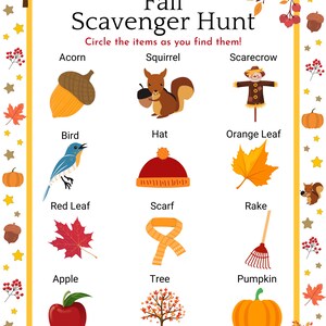 Fall Autumn Scavenger Hunt Printable, Homeschool Printables ...