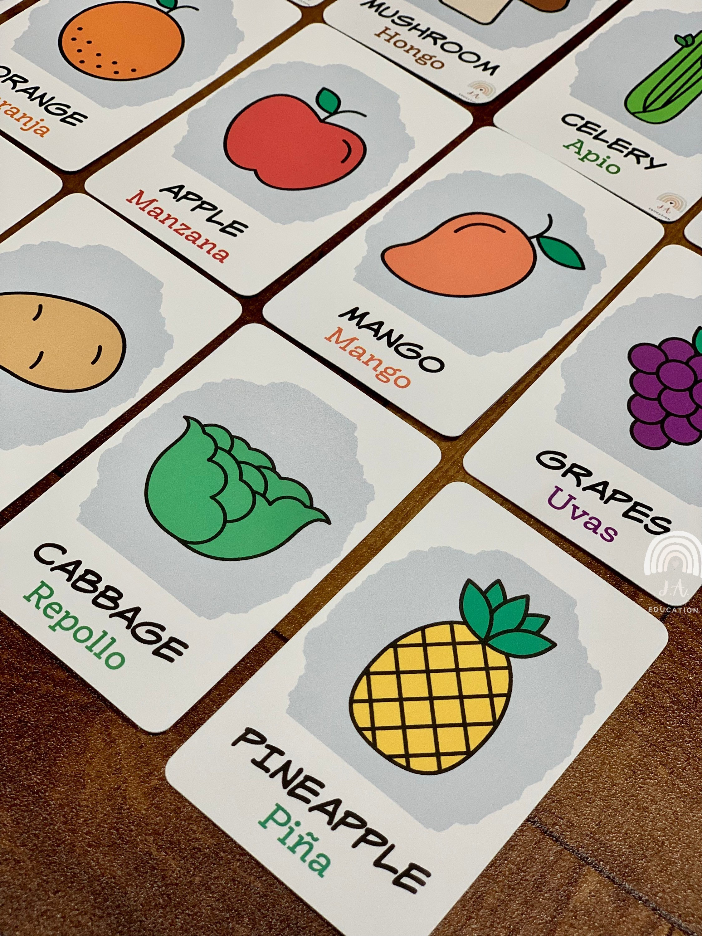 Spanish Printable Montessori Flashcards, Toddler Kids Learning Spanish ...